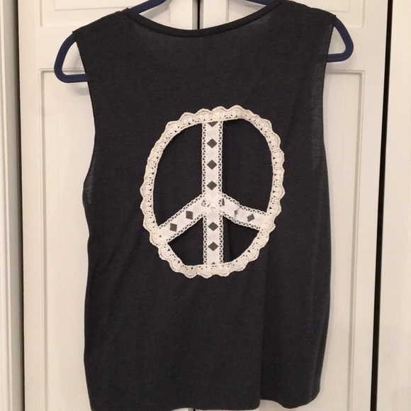 Tops | Peace Sign Open Back Back Shirt | Poshmark